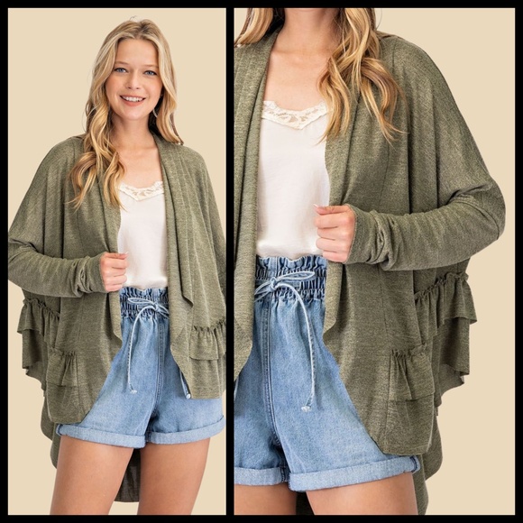 easel | Sweaters | Easel Step By Step Twotone Soft Knit Ruffle Trim ...
